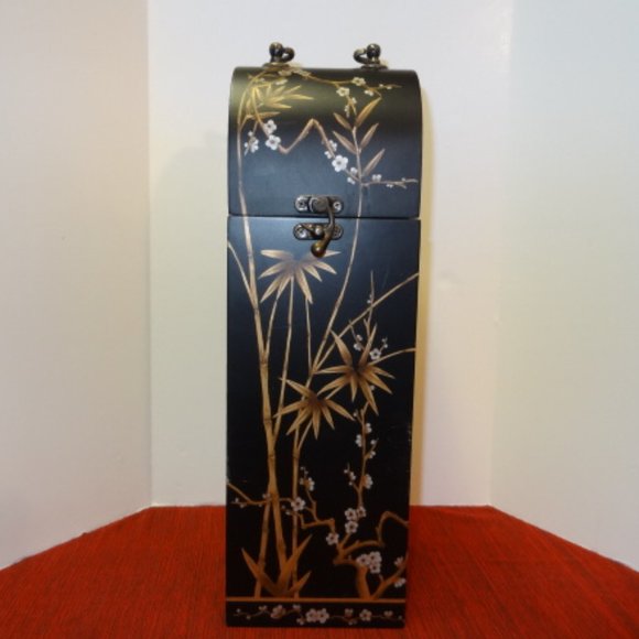 Accents | Wine Decorative Asian Inspired Painted Wood Box Whandle And ...